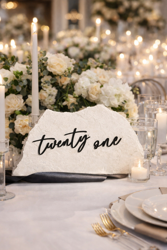 3D Marble Stone Table Numbers | Wedding Reception Decor – Luxe Lines