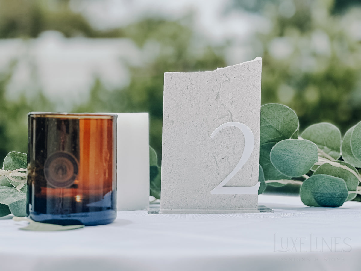 3D Limestone Stone Table Numbers – Luxe Lines