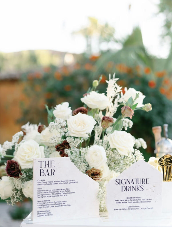 Marble Stone Bar Sign | Handcrafted Wedding Decor – Luxe Lines