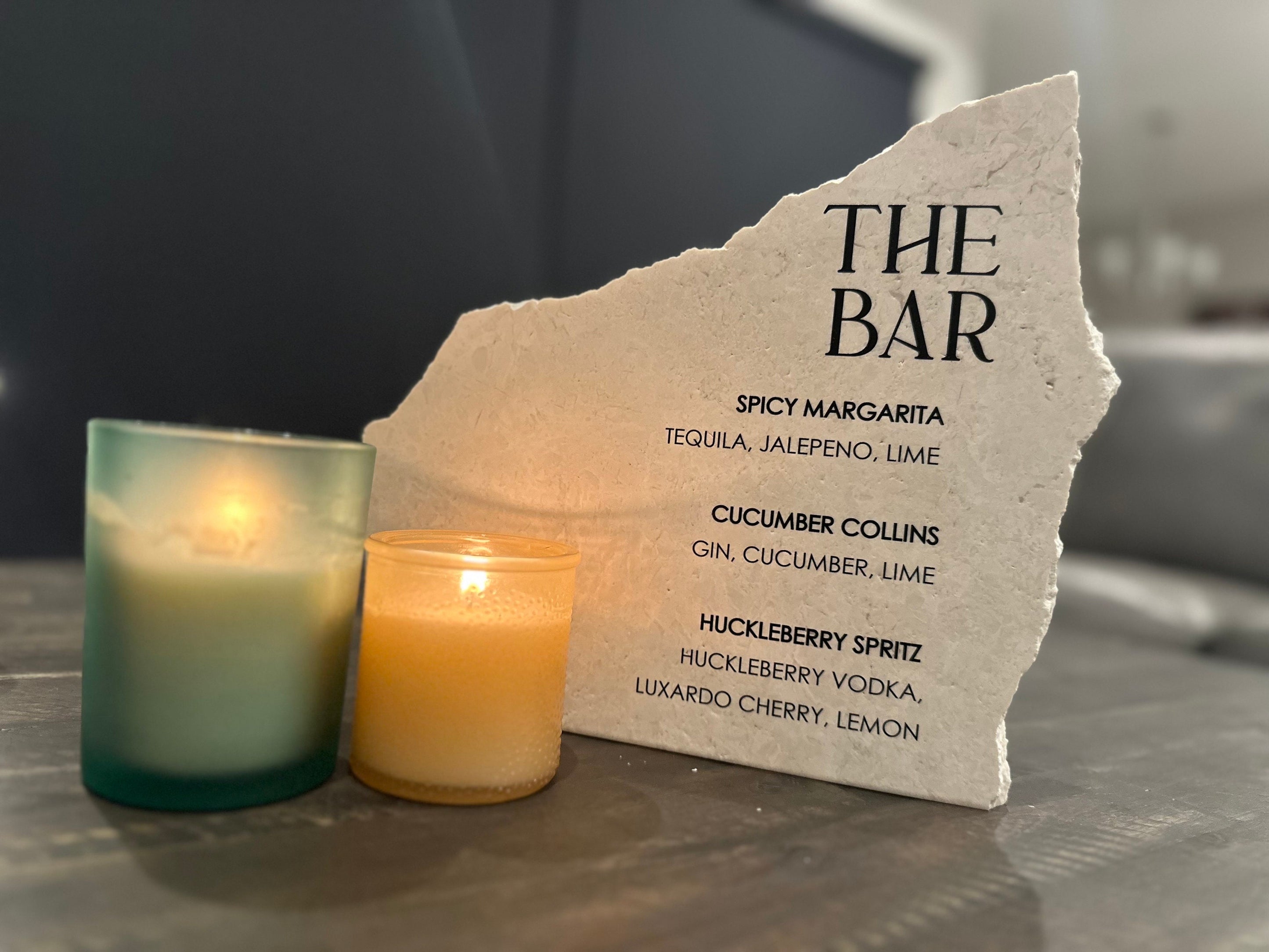 Marble Stone Bar Sign | Custom Reception Decor – Luxe Lines