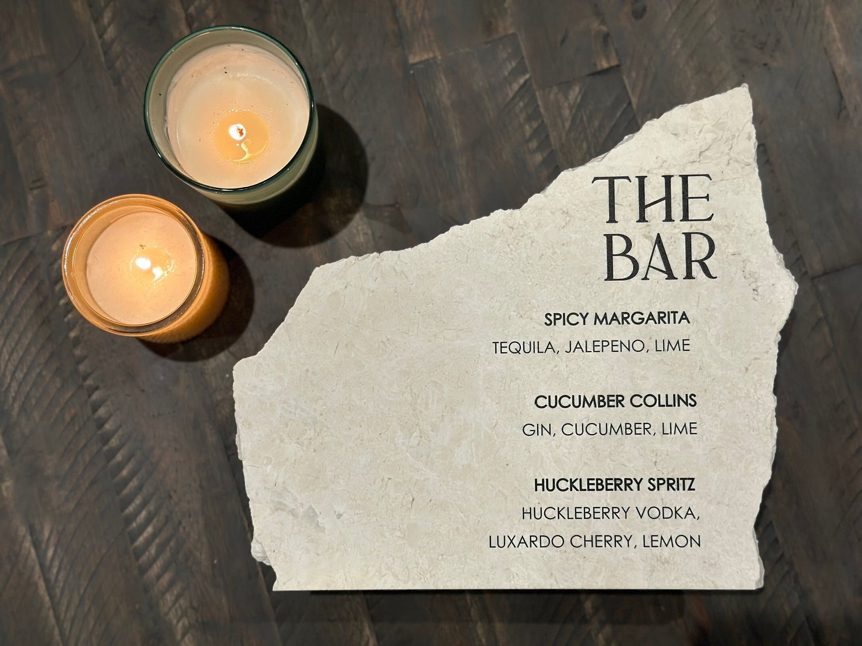 Marble Stone Bar Sign | Custom Reception Decor – Luxe Lines