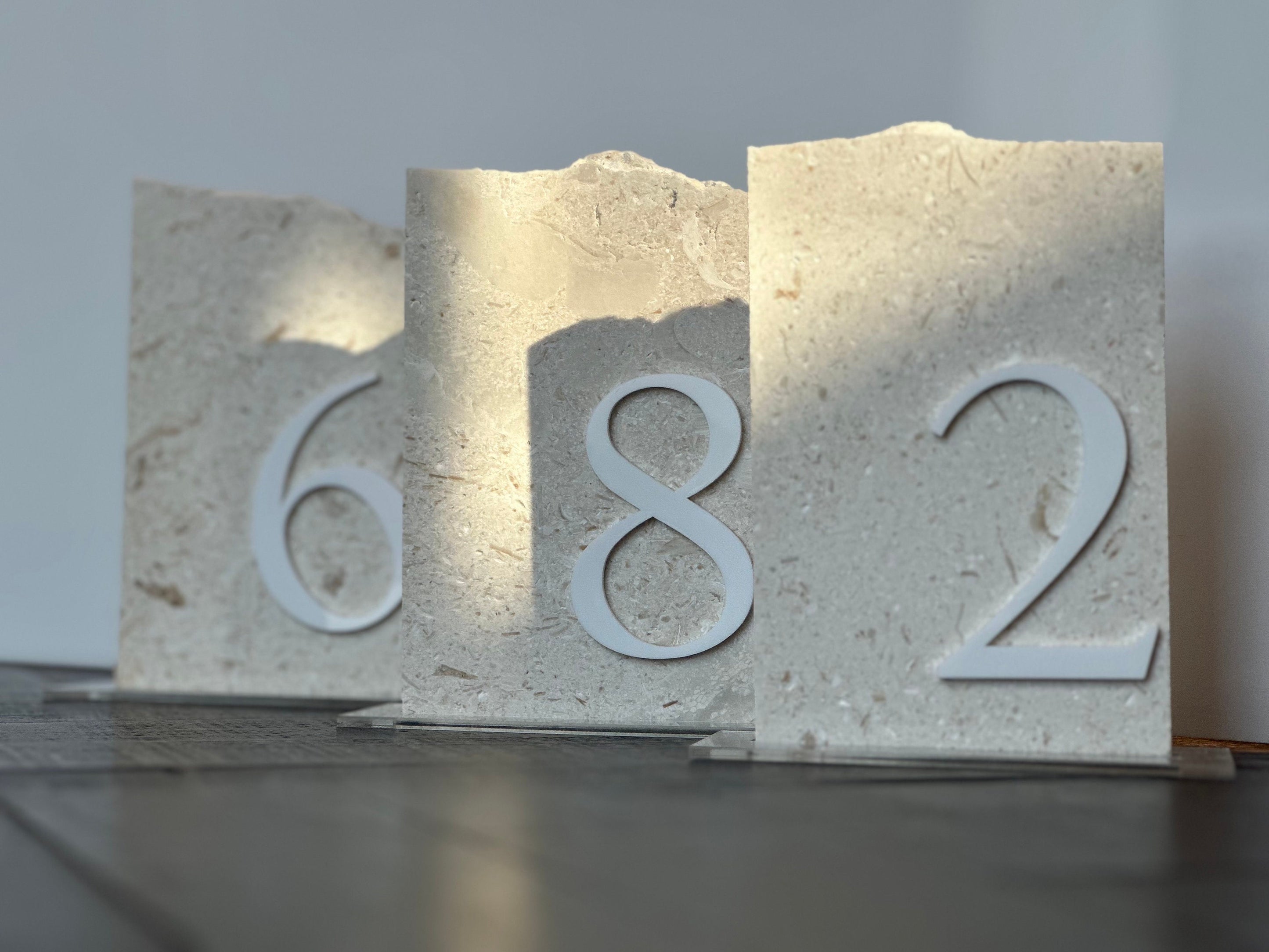 3D Limestone Stone Table Numbers – Luxe Lines
