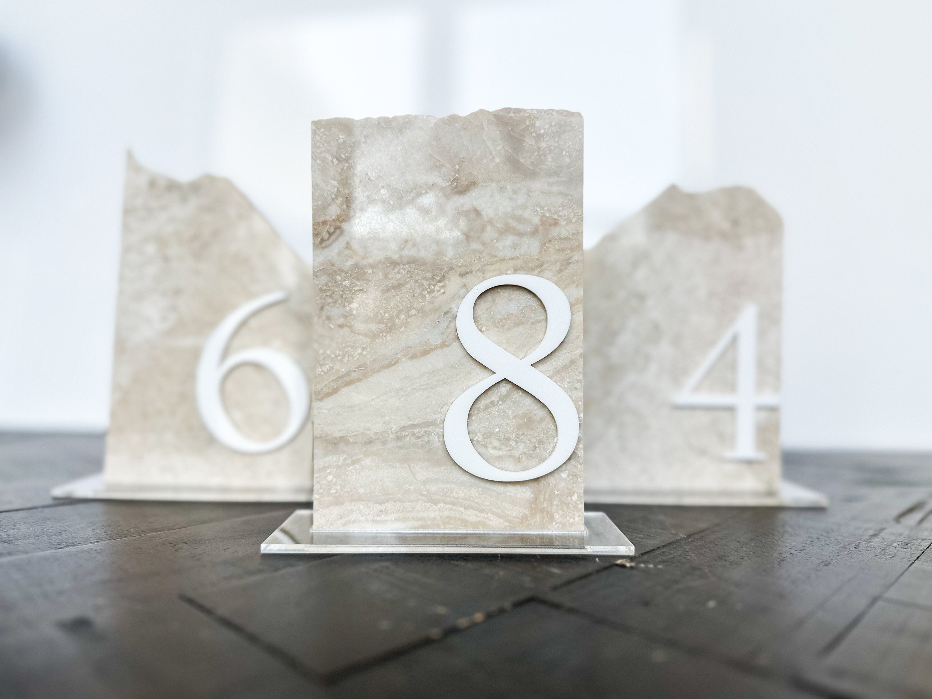 3D Marble Stone Table Numbers | Wedding Reception Decor – Luxe Lines