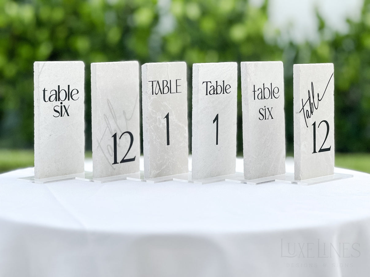 Marble Stone Table Numbers – Luxe Lines