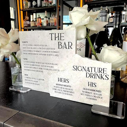 Marble Stone Bar Sign | Handcrafted Wedding Decor – Luxe Lines