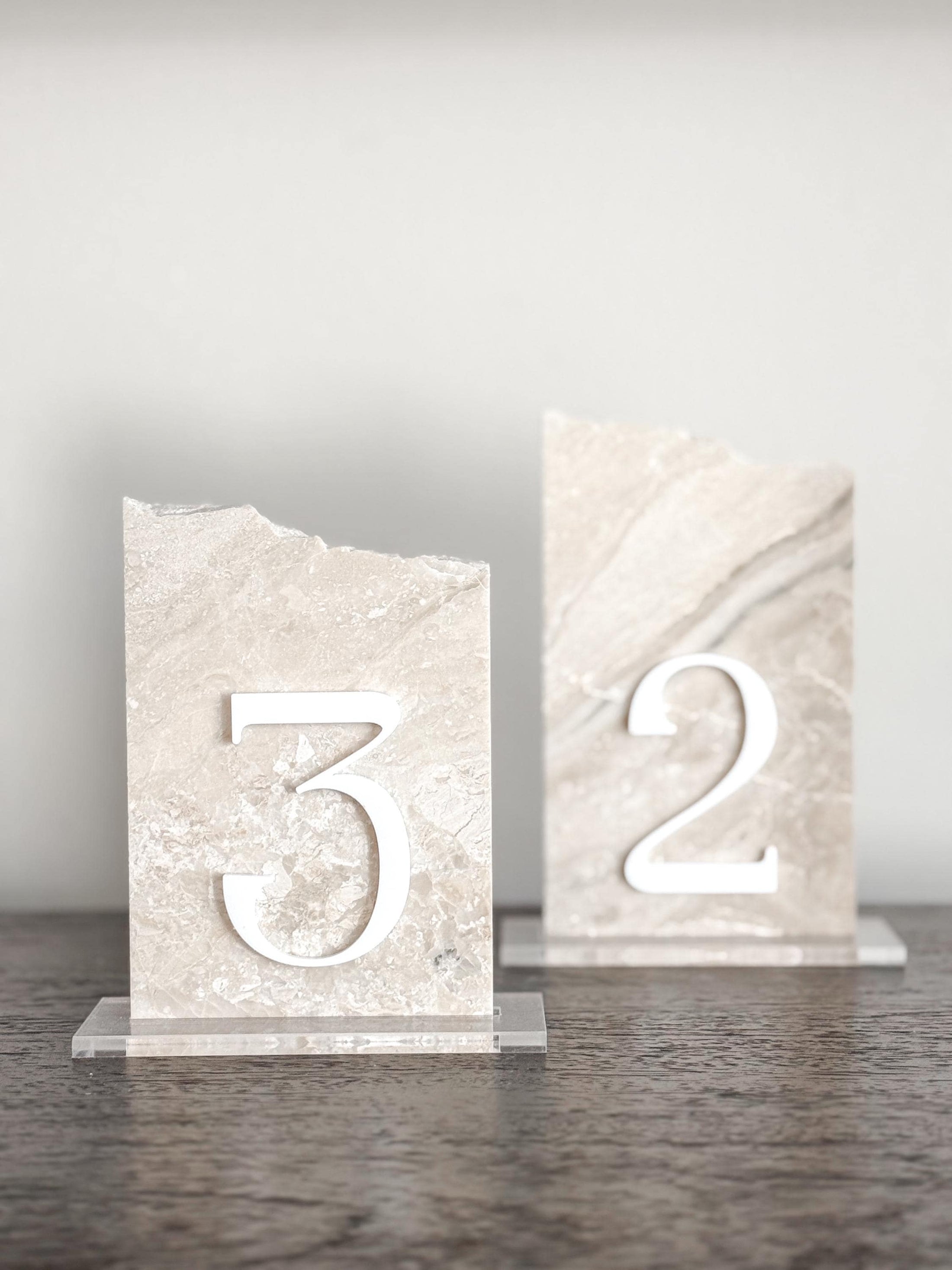 3D Marble Stone Table Numbers | Wedding Reception Decor – Luxe Lines