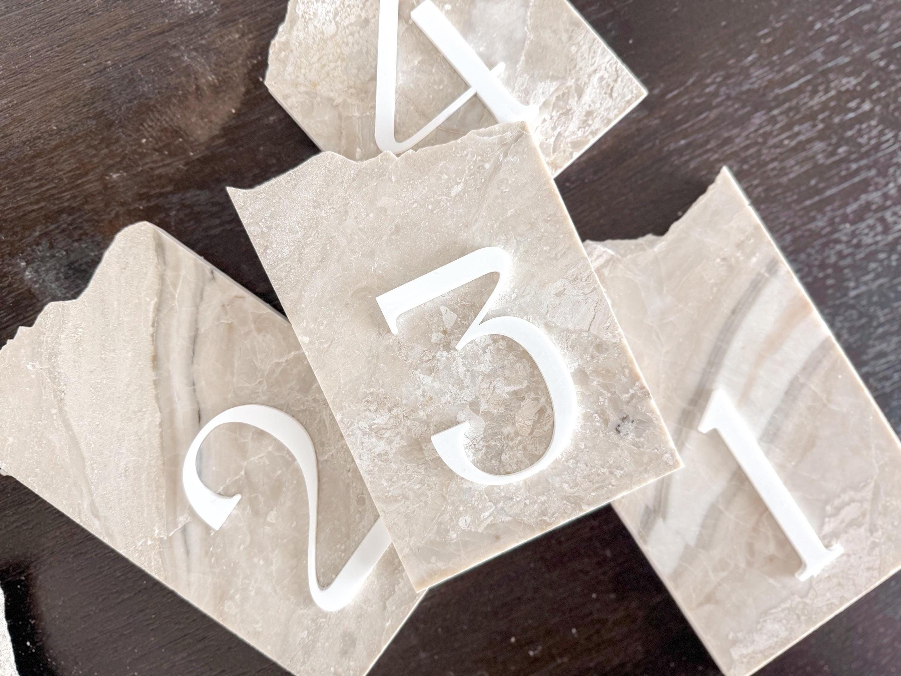 3D Marble Stone Table Numbers | Wedding Reception Decor – Luxe Lines