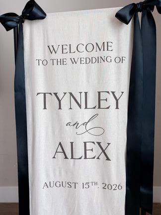 Fabric Wedding Welcome Sign | Linen Ceremony Decor – Luxe Lines